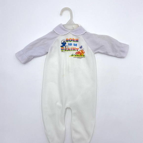 Pajamas | Vintage Baby Pajamas The Smurfs Footie Born To Be Brainy ...